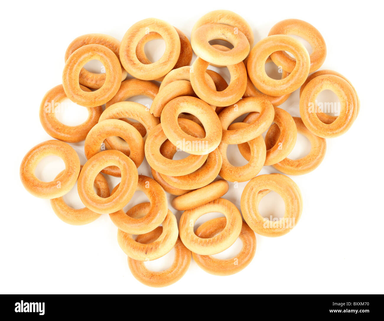 Delicious bread rings isolated over white background Stock Photo - Alamy