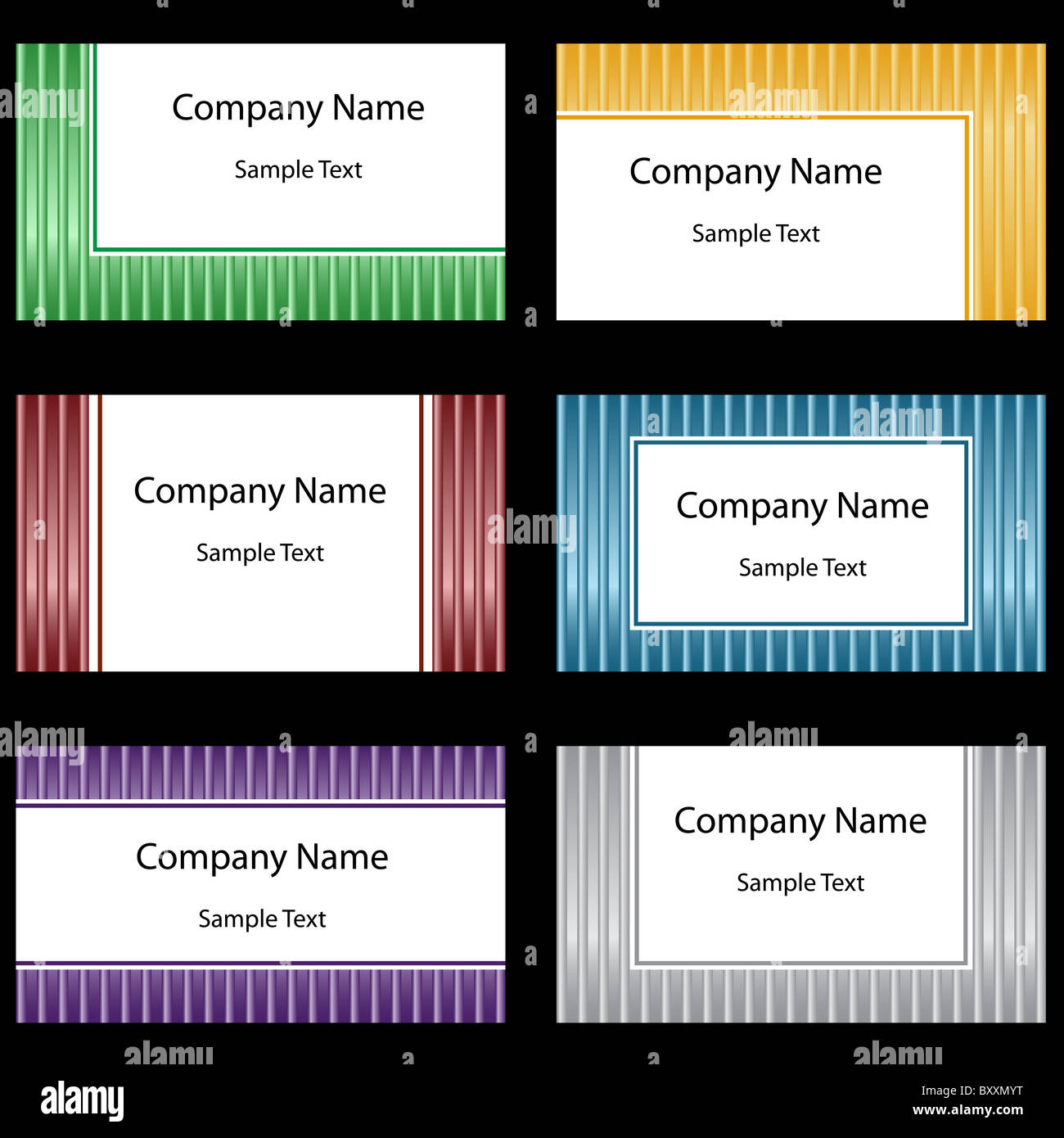 Business cards, set of 6 assorted company cards. Copy space for your ...