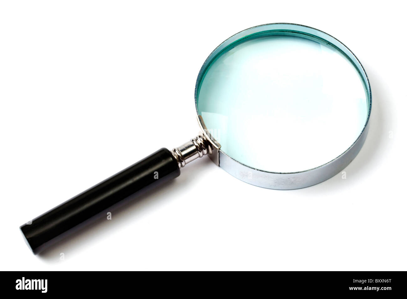 Magnifying glass on white background closeup Stock Photo - Alamy