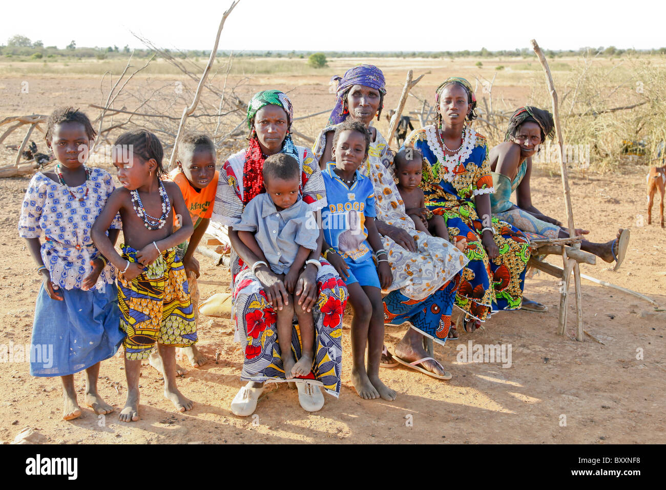 Women and children n the rural Fulani village of Jolooga in northern ...