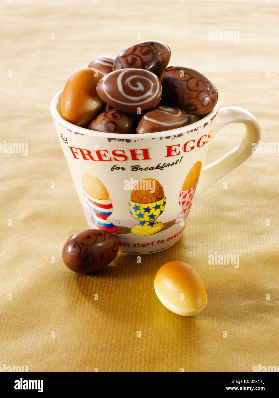 Traditional mini chocolate Easter eggs Stock Photo - Alamy