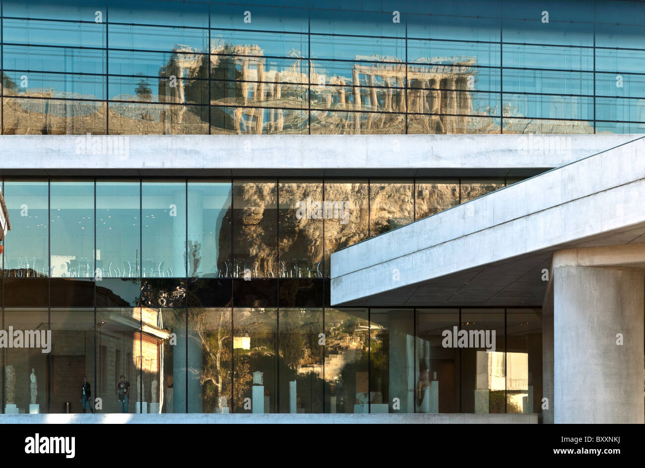 The Parthenon and Acropolis reflected in the windows of the new ...