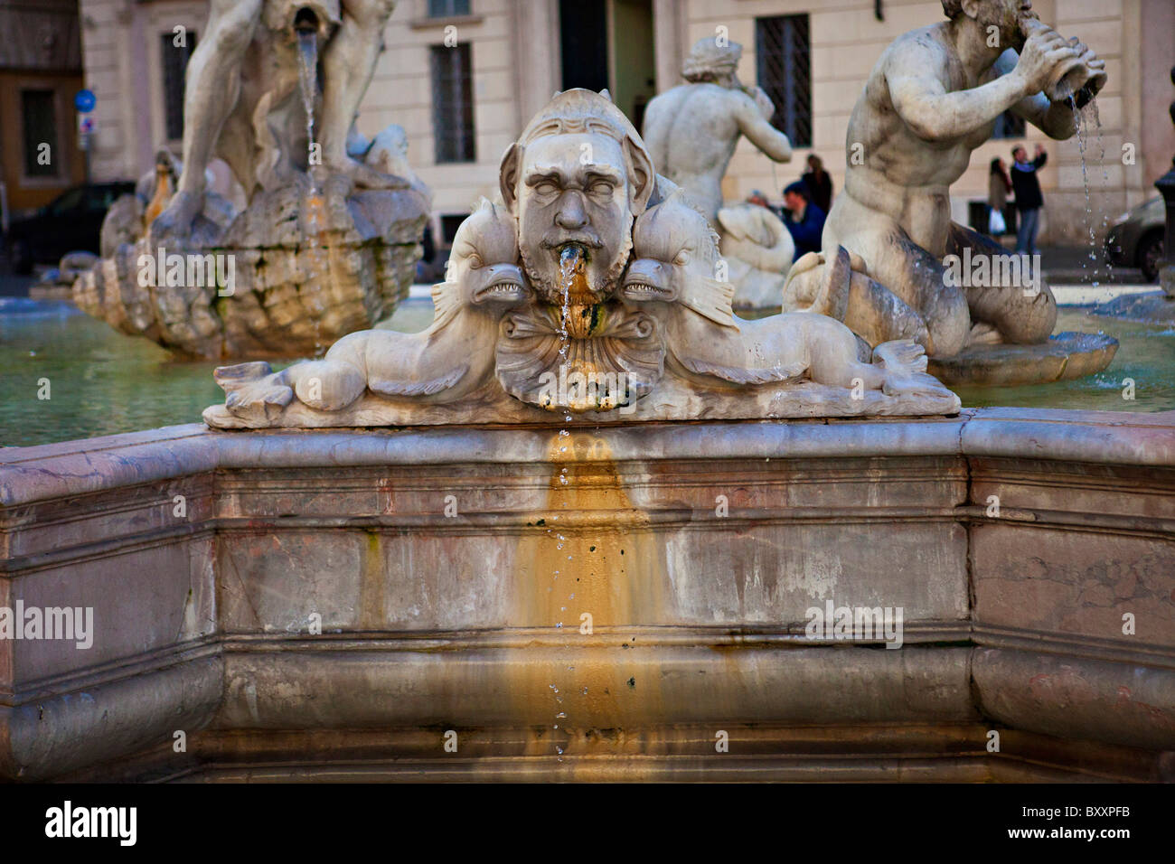 La Fontana del Moro (the Moor Fountain) Rome Italy Piazza Navona Stock ...