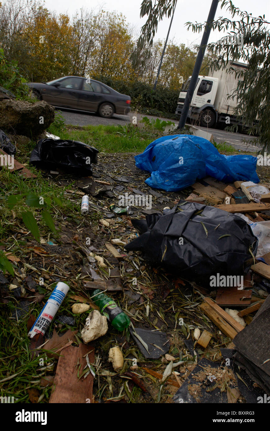 Dumping trash bag on road hi-res stock photography and images - Alamy