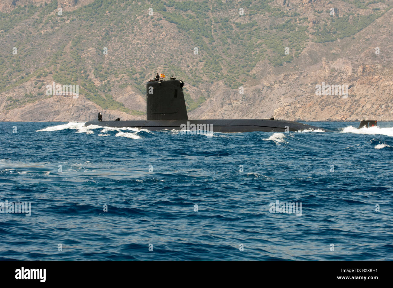 Spanish navy submarine arrives at the port of Cartagena. Spain. 26/8 ...