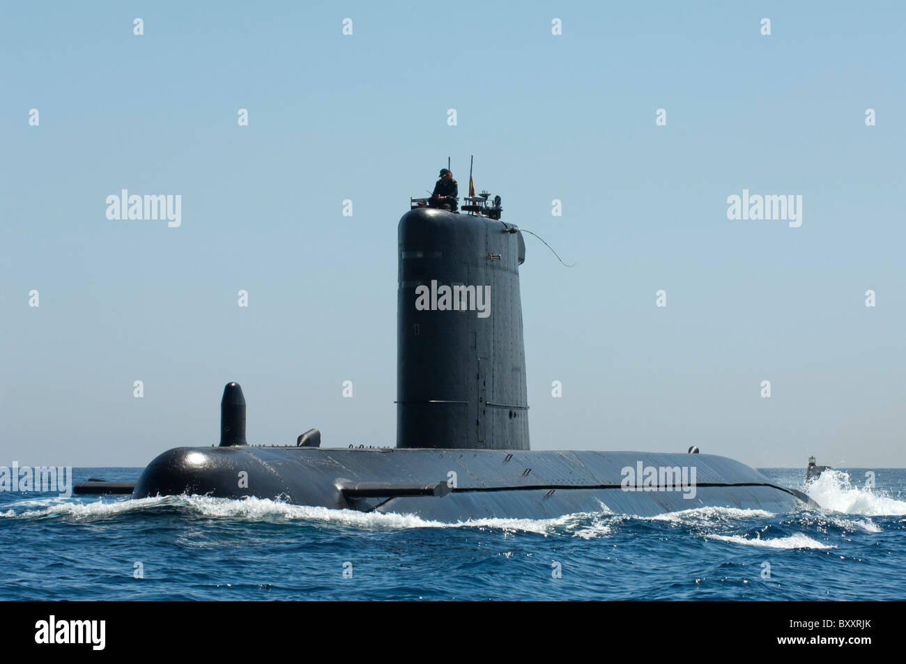 Spanish navy submarine arrives at the port of Cartagena. Spain. 26/8 ...