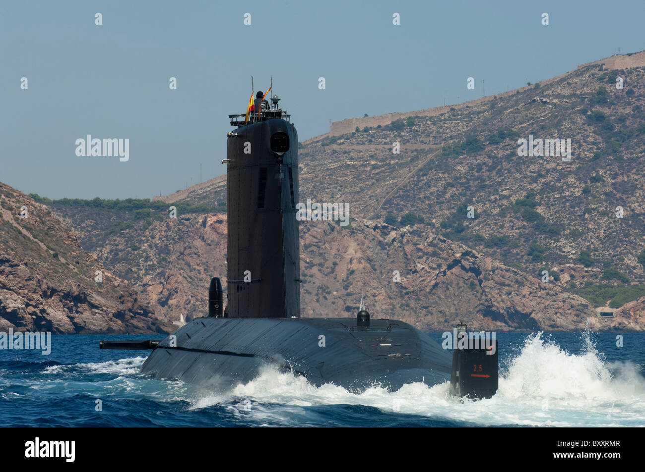 Spanish navy submarine arrives at the port of Cartagena. Spain. 26/8 ...