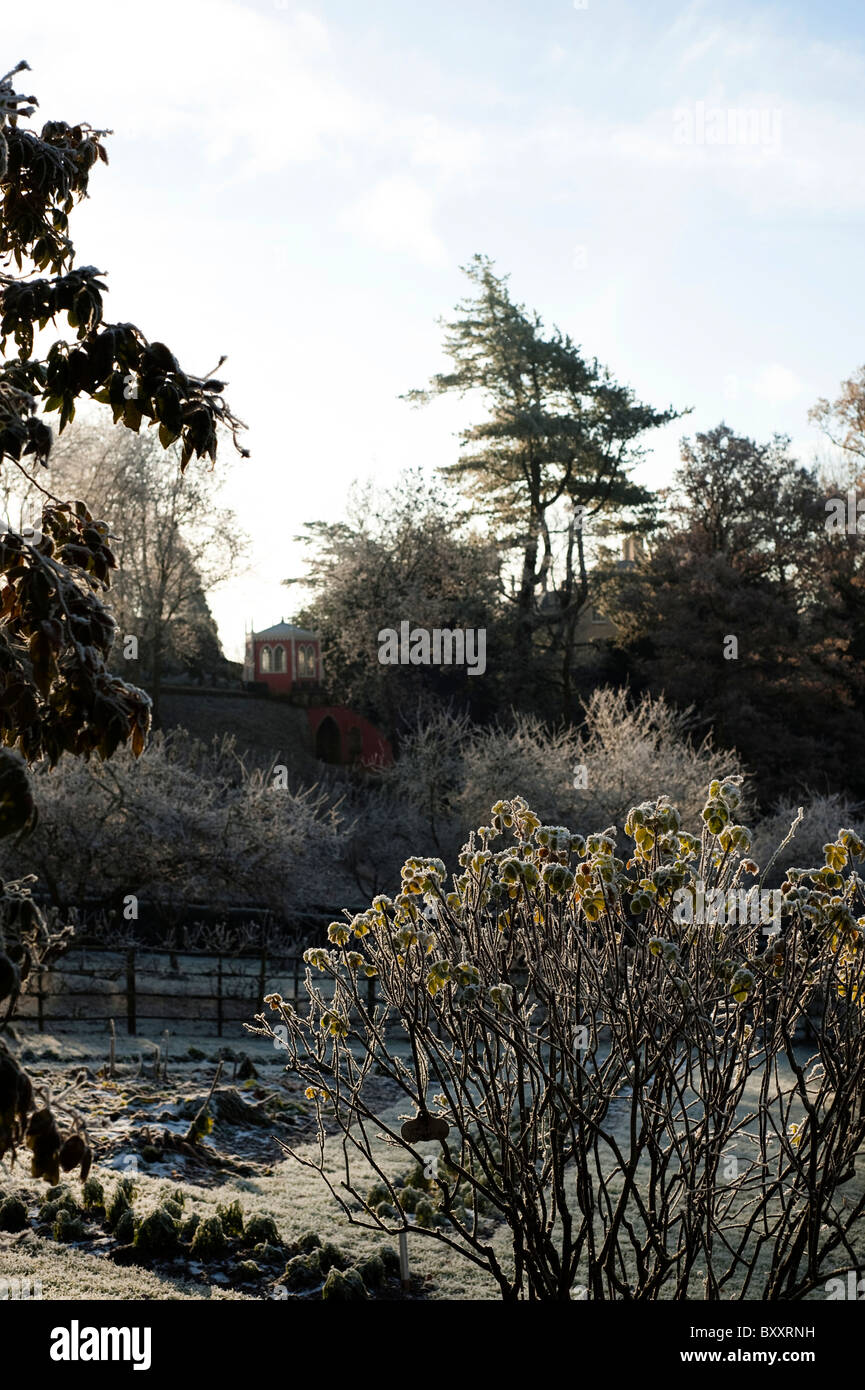 Painswick Rococo Garden in the winter after a heavy frost ...