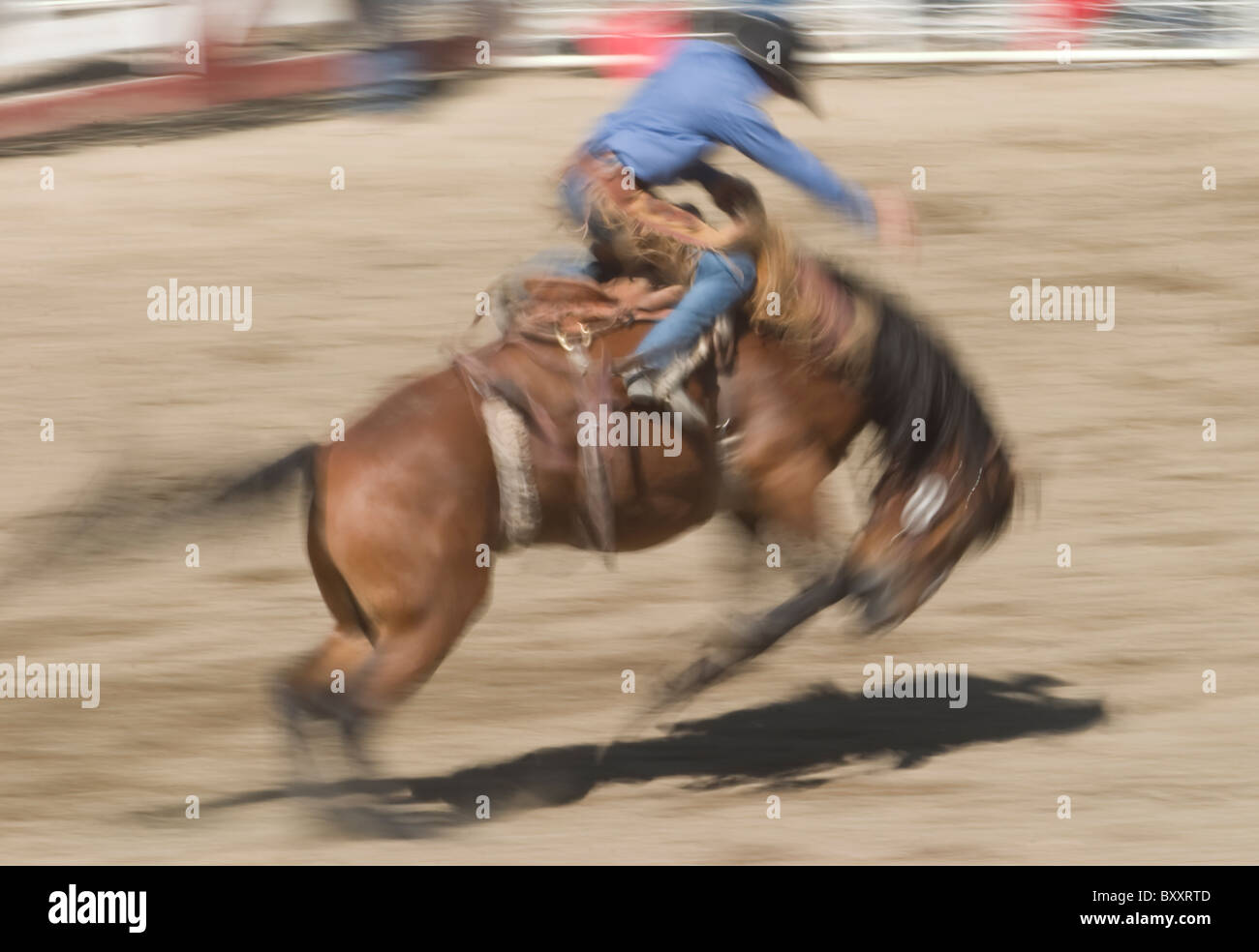 Motion blur image of cowboy at an Iowa rodeo Stock Photo - Alamy