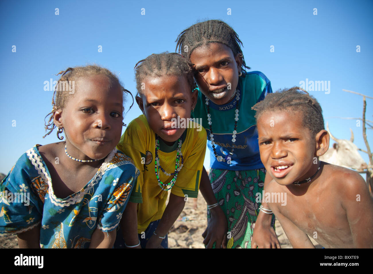 Fulani children in the seasonal village of Bantagiri in northern ...