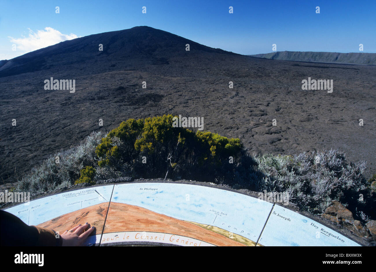 Piton de la Fournaise volcano and caldera Enclos Fouque, view from Pas ...