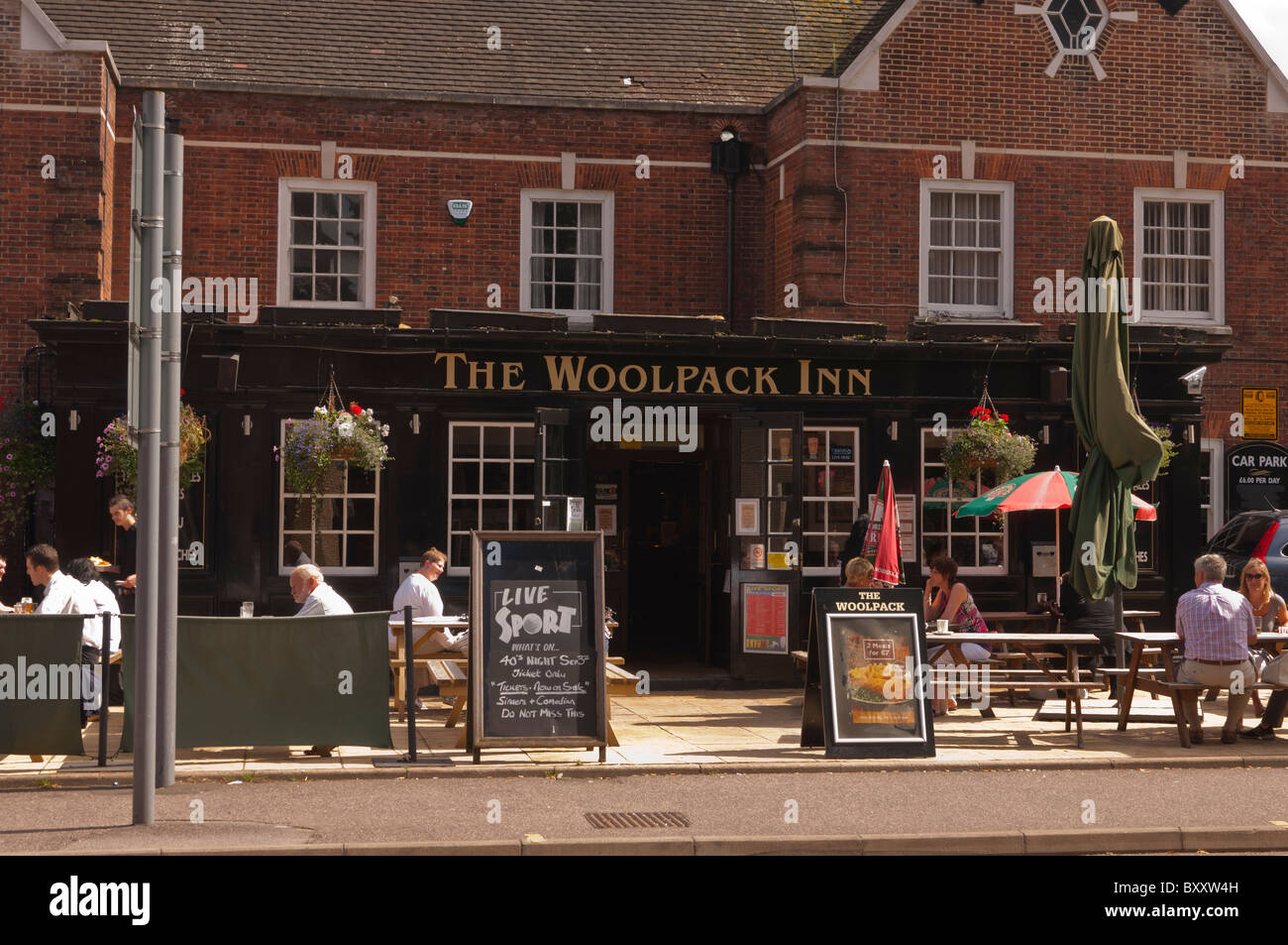 The Woolpack Inn pub with people outside in Norwich , Norfolk , England ...