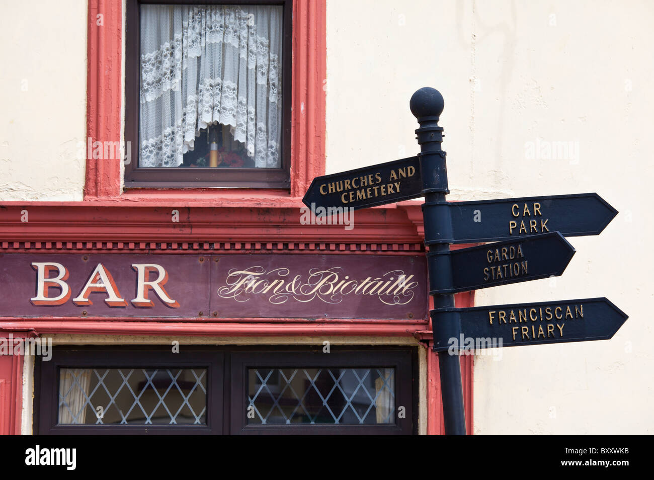 Signpost to Garda, Franciscan Friary, Car Park, Churches and Cemetery ...