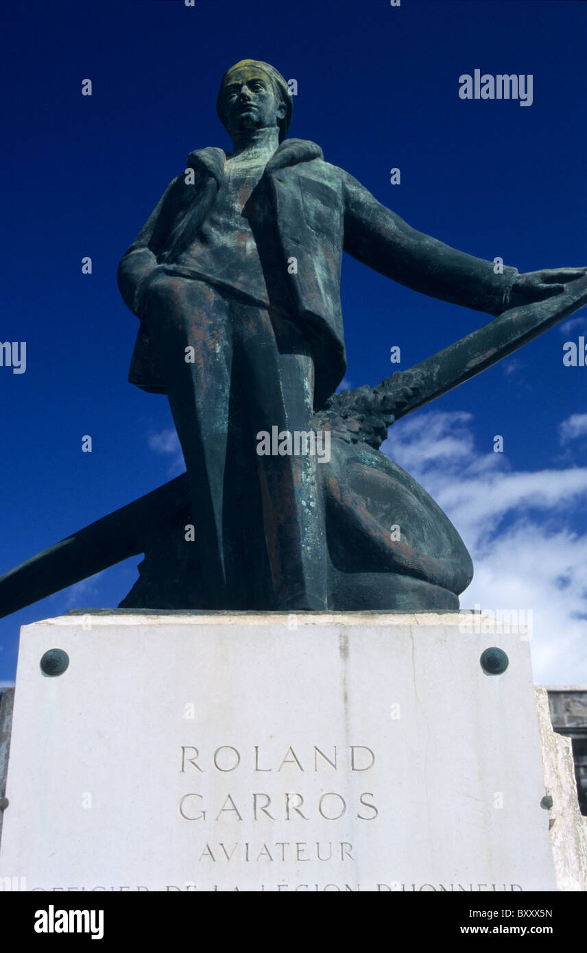 Memorial statue of a famous island native pilot : Roland Garros, Saint ...