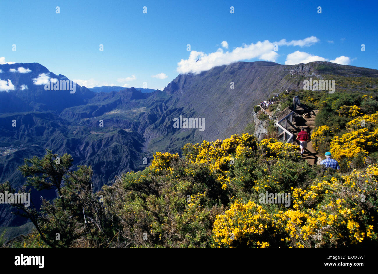 Mafate's cirque from Piton Le Maido, back the highest island summit ...
