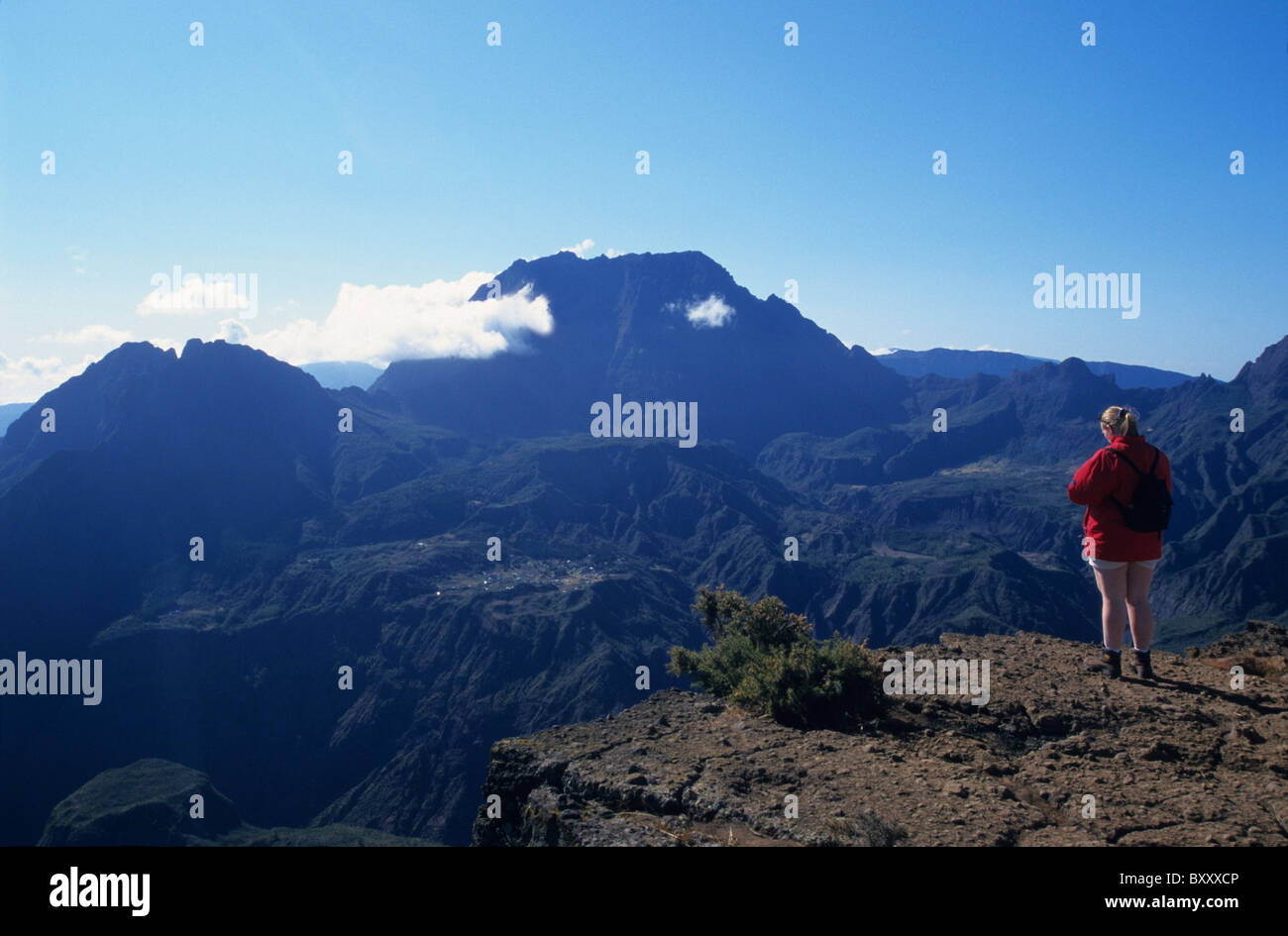 Mafate's cirque from Piton Le Maido, back the highest island summit ...