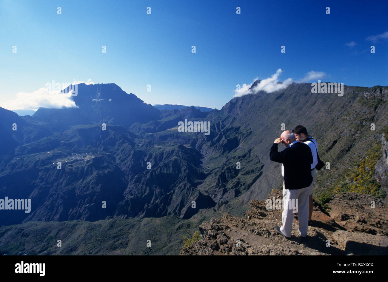 Mafate's cirque from Piton Le Maido, back the highest island summit ...
