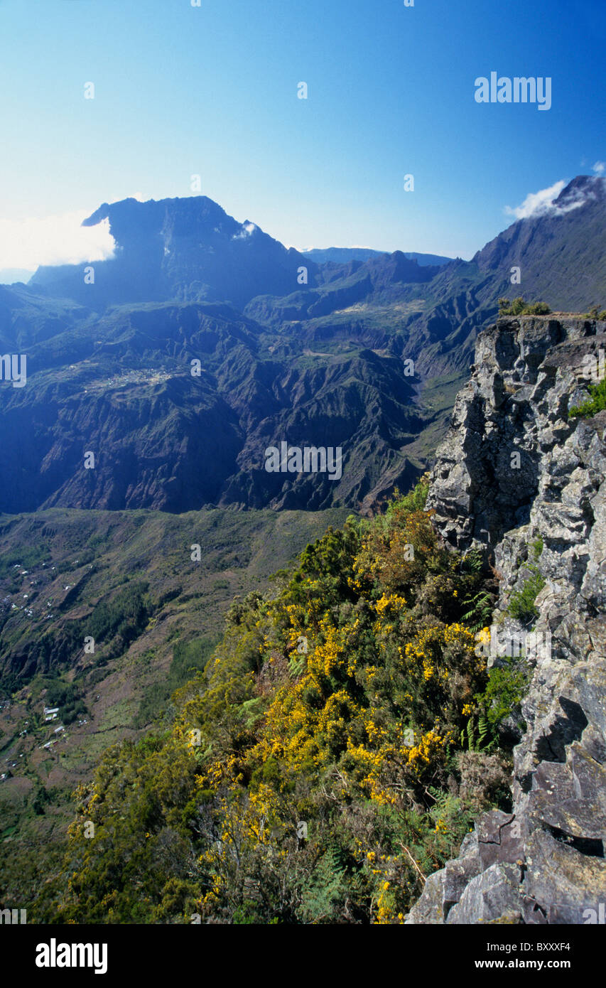 Mafate's cirque from Piton Le Maido, back the highest island summit ...