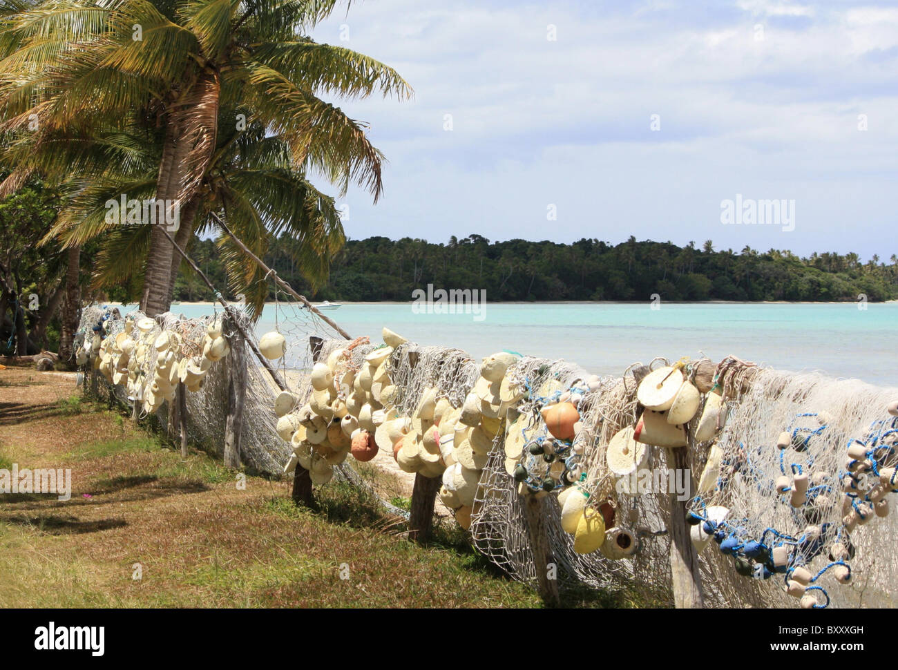 Island Fishing nets drying Stock Photo - Alamy