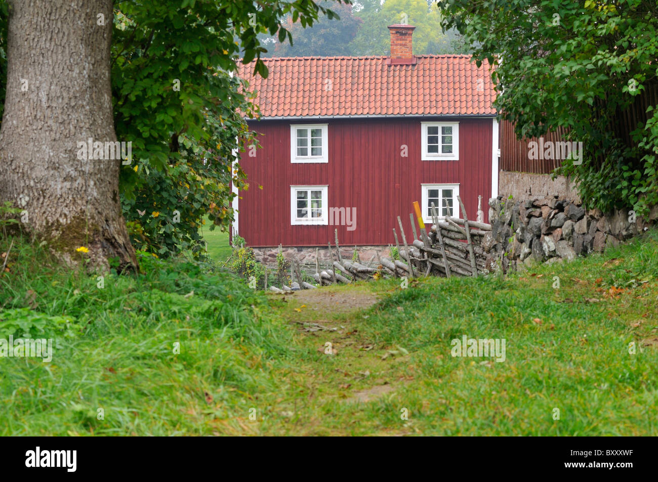 Traditional farm-house in old swedish farmstead Stock Photo - Alamy