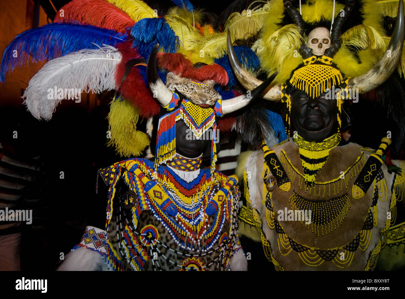 blacked up couple in tribal costume for Lewes bonfire Night Stock Photo ...