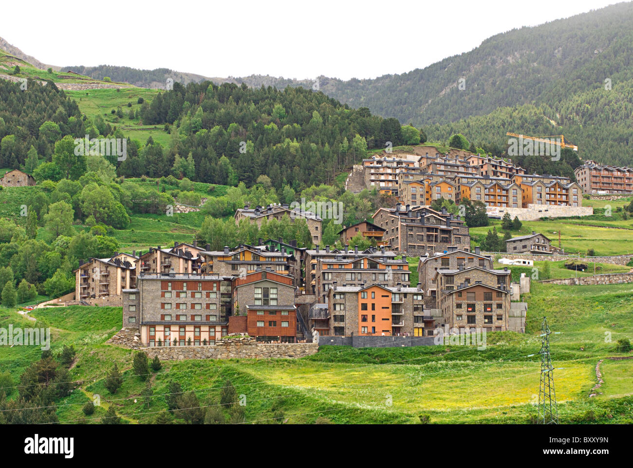 Little town, stone and wood houses in Pyrenees Stock Photo - Alamy