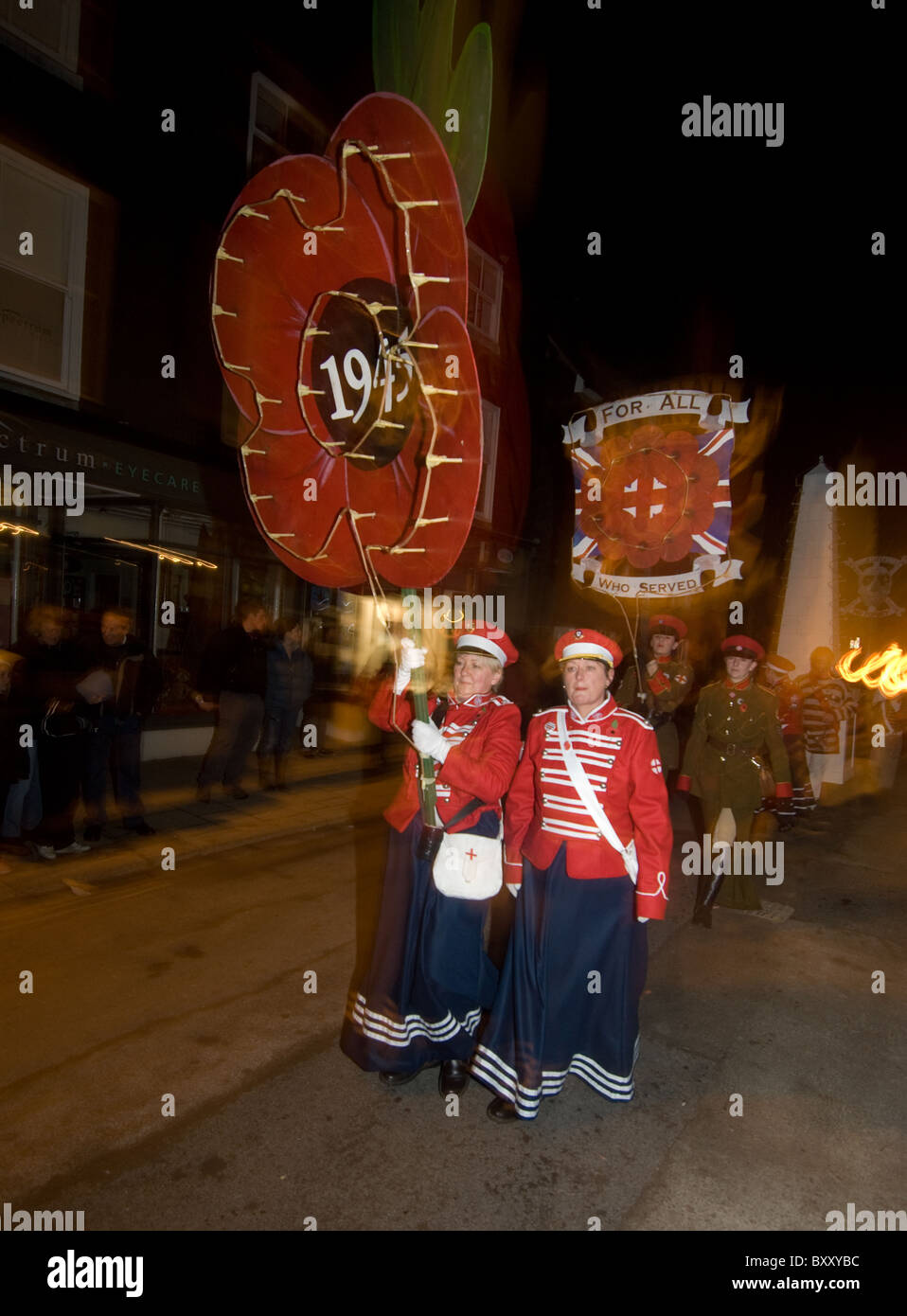 procession with remembrance poppy Bonfire Night Stock Photo - Alamy