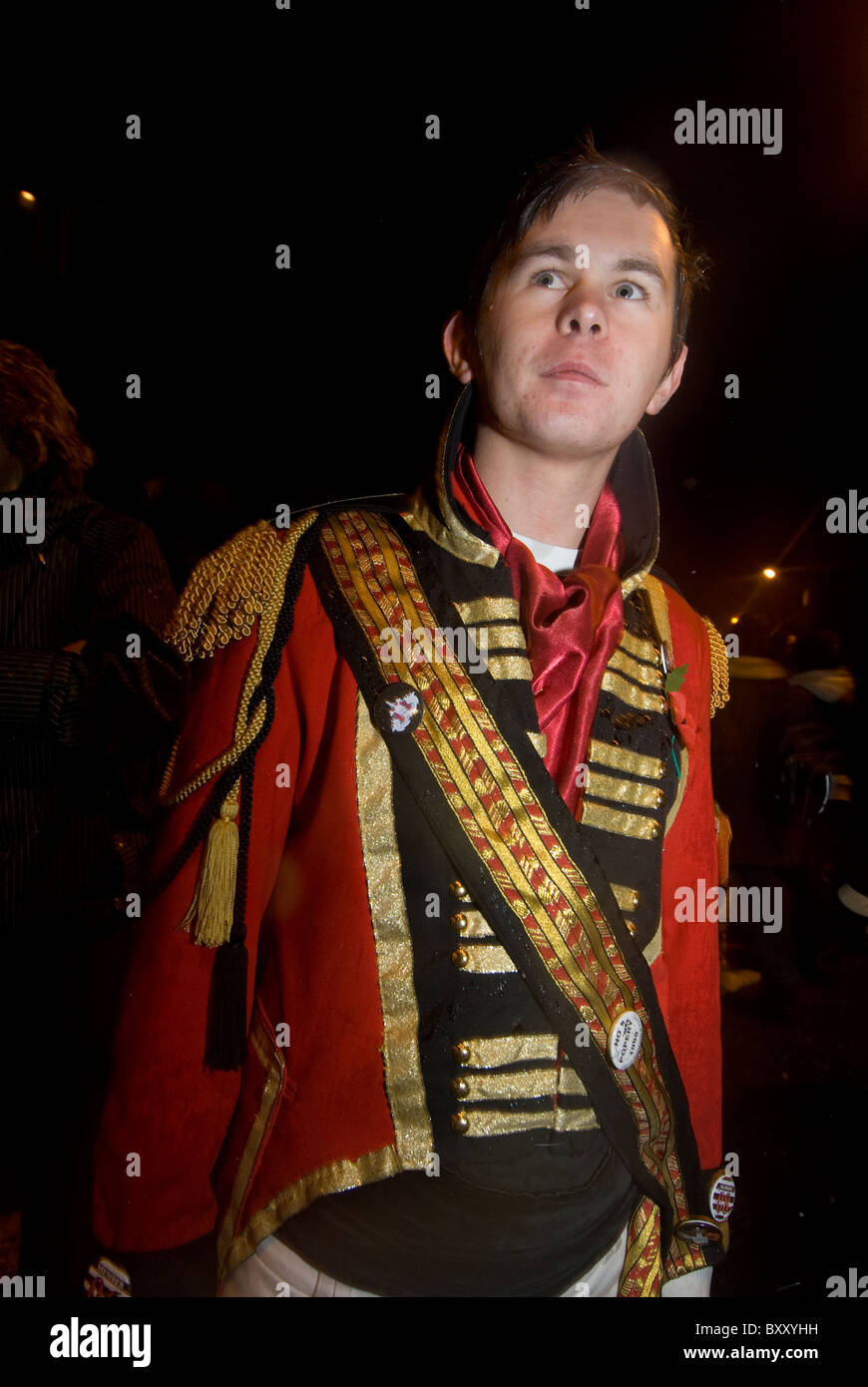 Man in costume for Lewes Bonfire Night, Lewes, East Sussex Stock Photo ...