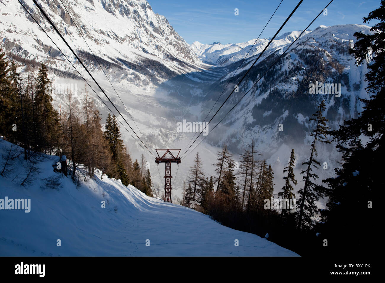 Monte Bianco - Mont Blanc view from the cable car from Entreves towards ...