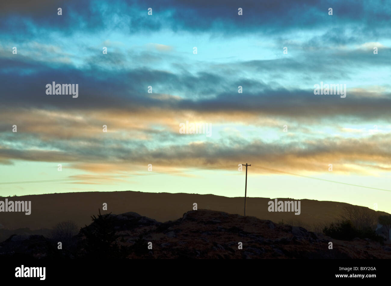 Telegraph pole in rural landscape Stock Photo - Alamy