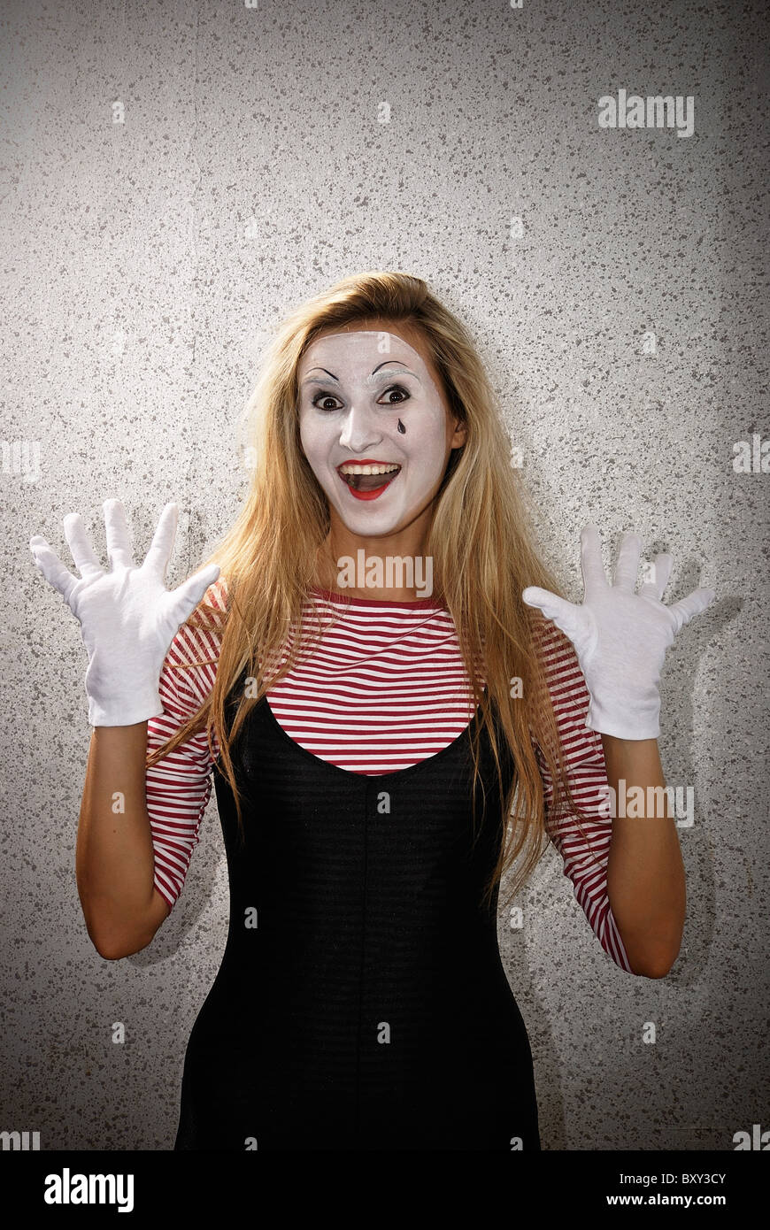 happy dramatic mime actor . Close-up Stock Photo - Alamy