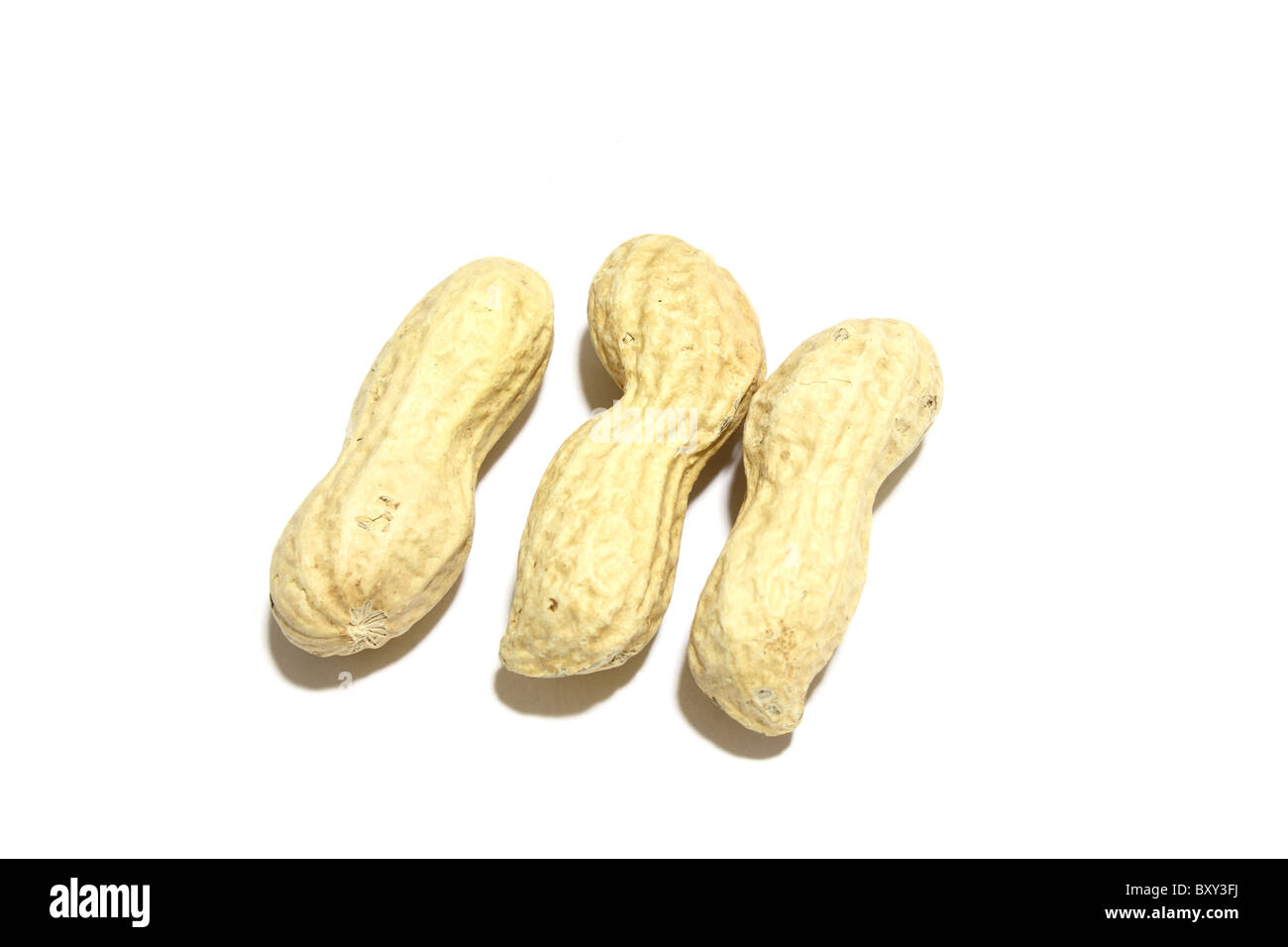 A shot of three peanuts over white background Stock Photo - Alamy