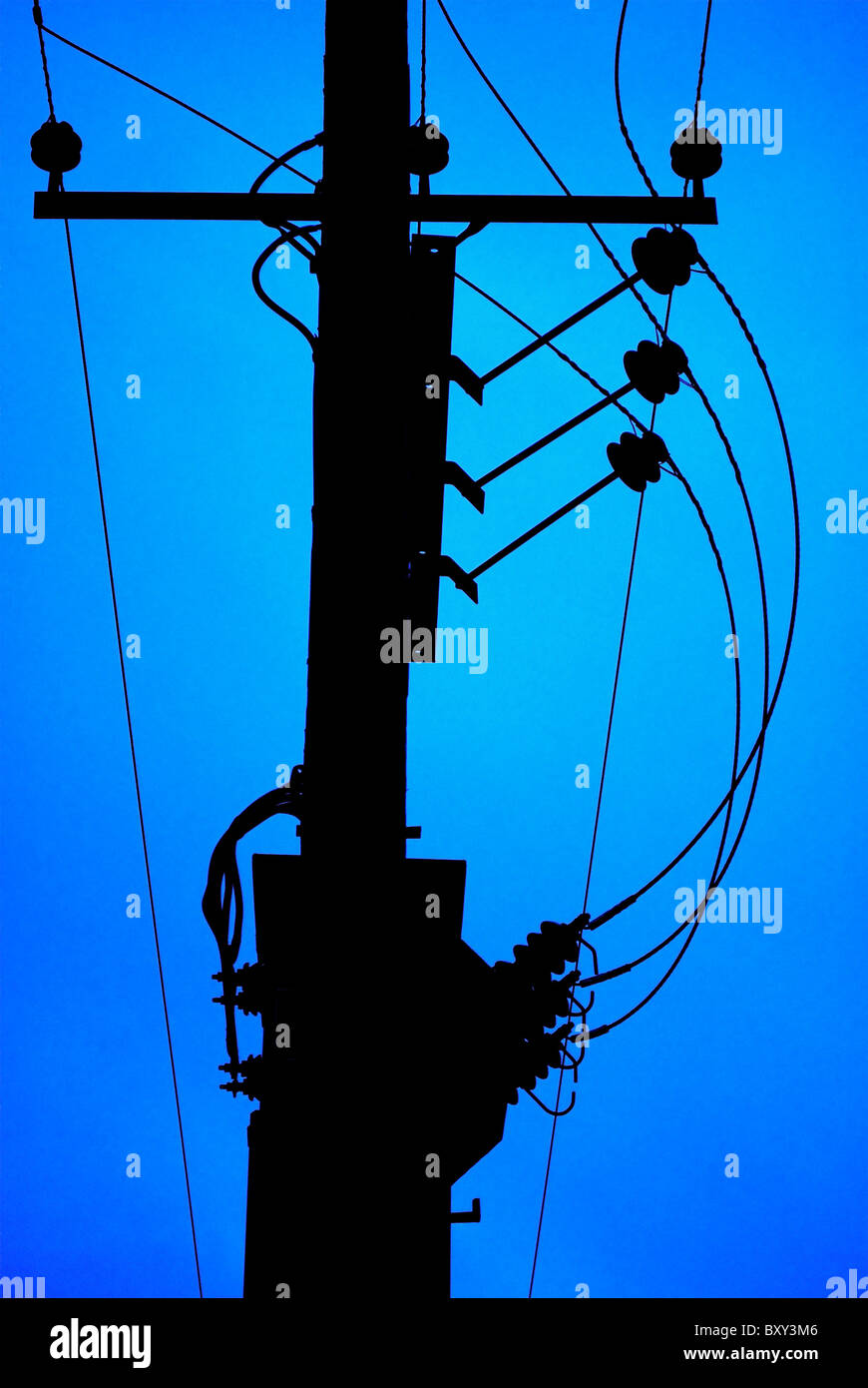 A colour doctored telegraph electricity pylon Stock Photo - Alamy