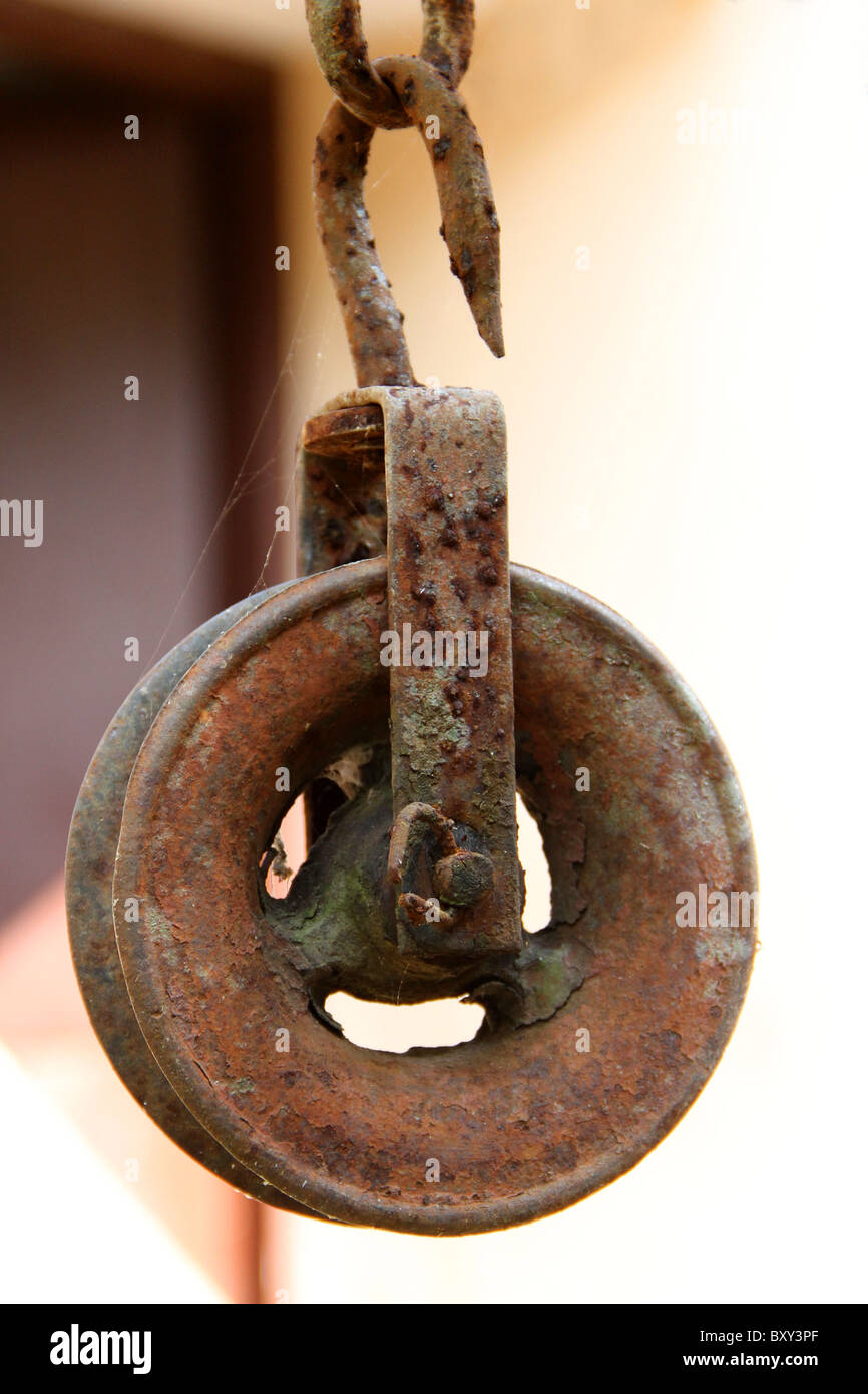 old water well pulley Stock Photo - Alamy