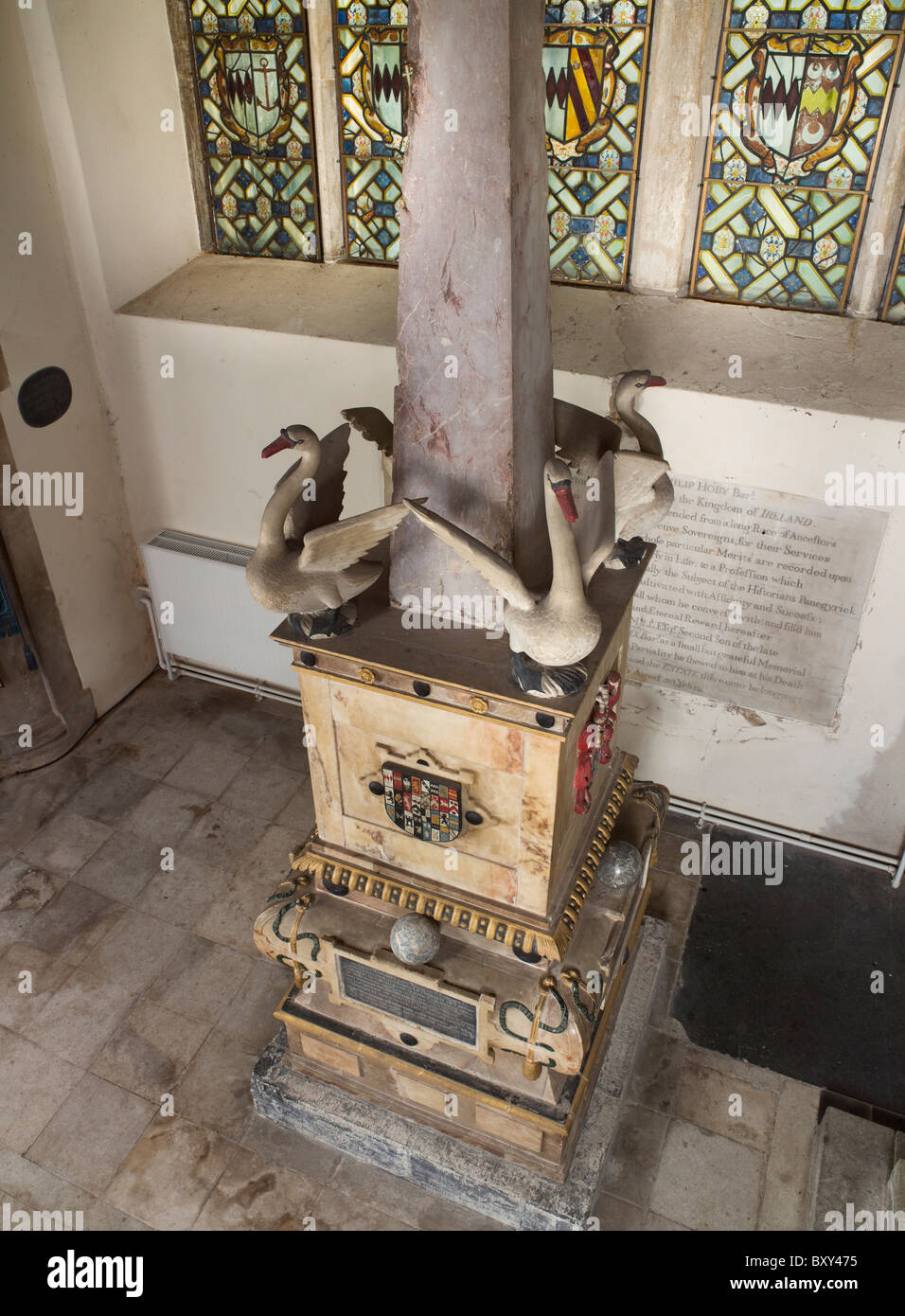 Bisham Margaret Lady Hoby monument with swans Stock Photo - Alamy