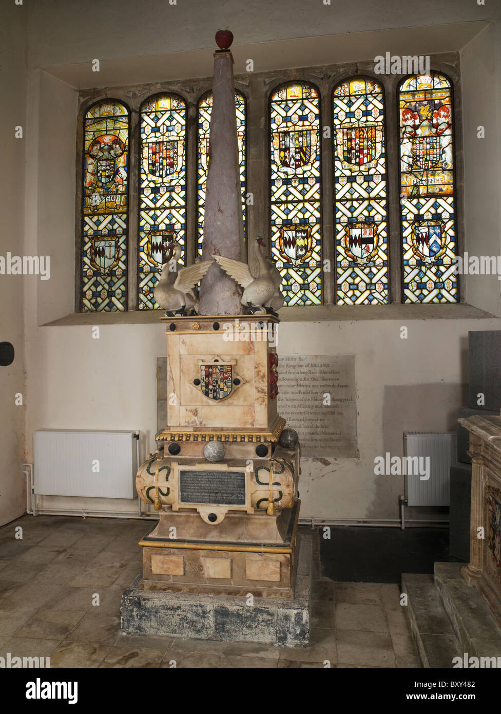 Bisham Margaret Lady Hoby monument with swans Stock Photo - Alamy