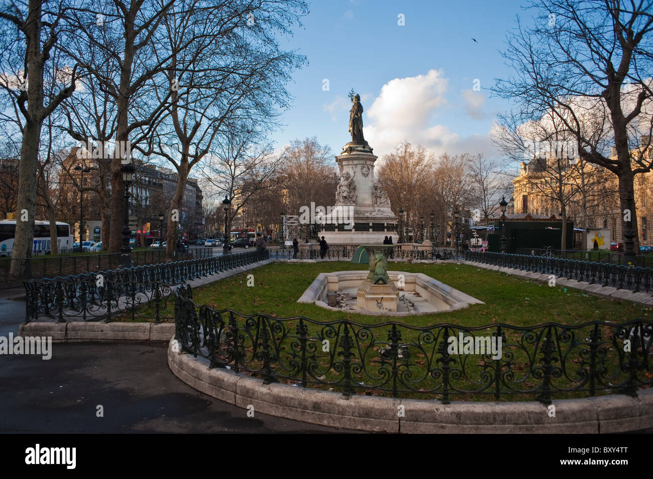 Paris, France, Empty Urban Park Scenes, City Plaza, "Place de la ...