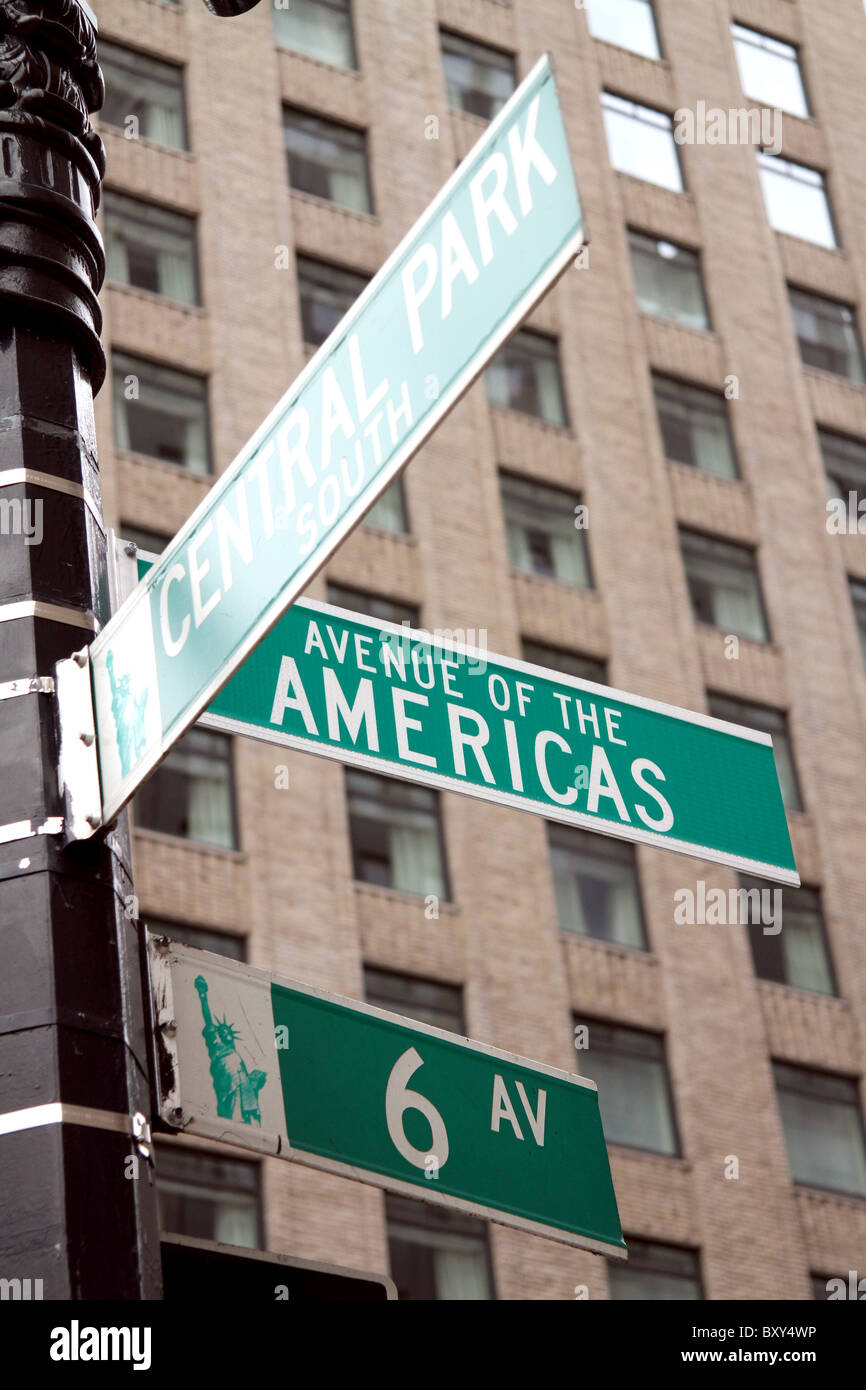 Avenue of the Americas street sign at 6th Avenue in New York, America ...