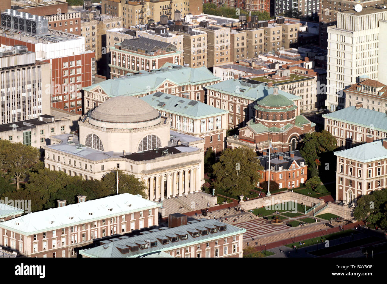 Aerial view of Columbia University in New York City, USA, America Stock ...