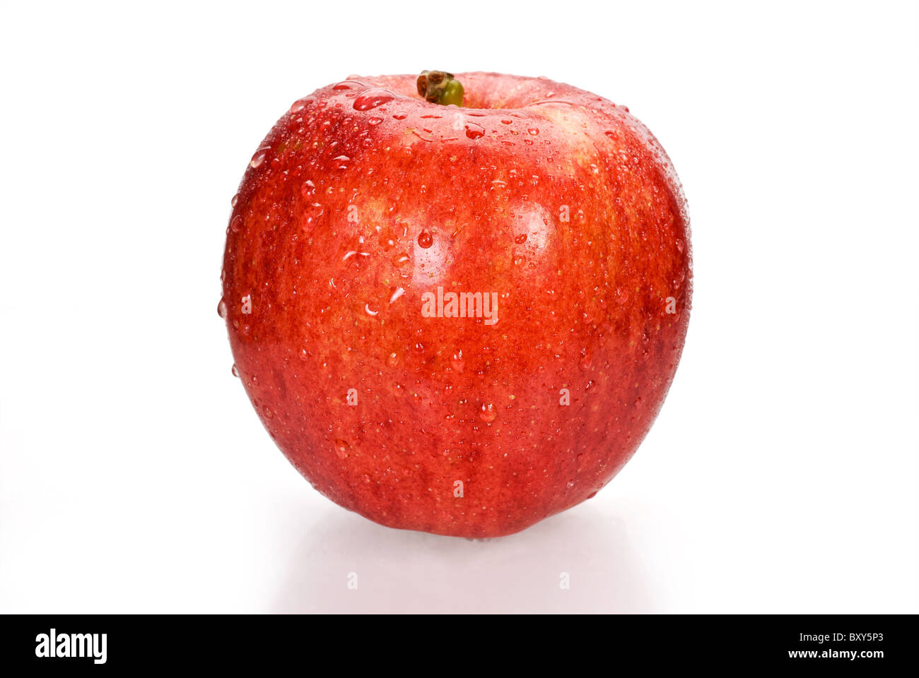 Wet red apple isolated on white background with clipping path Stock ...