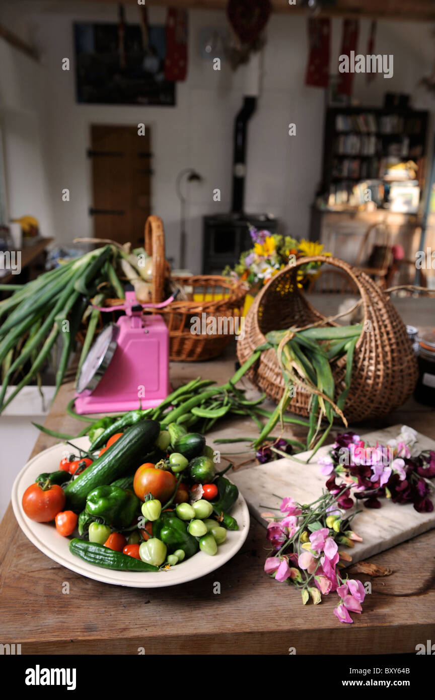 A country kitchen with fresh produce Dorset, UK Stock Photo - Alamy