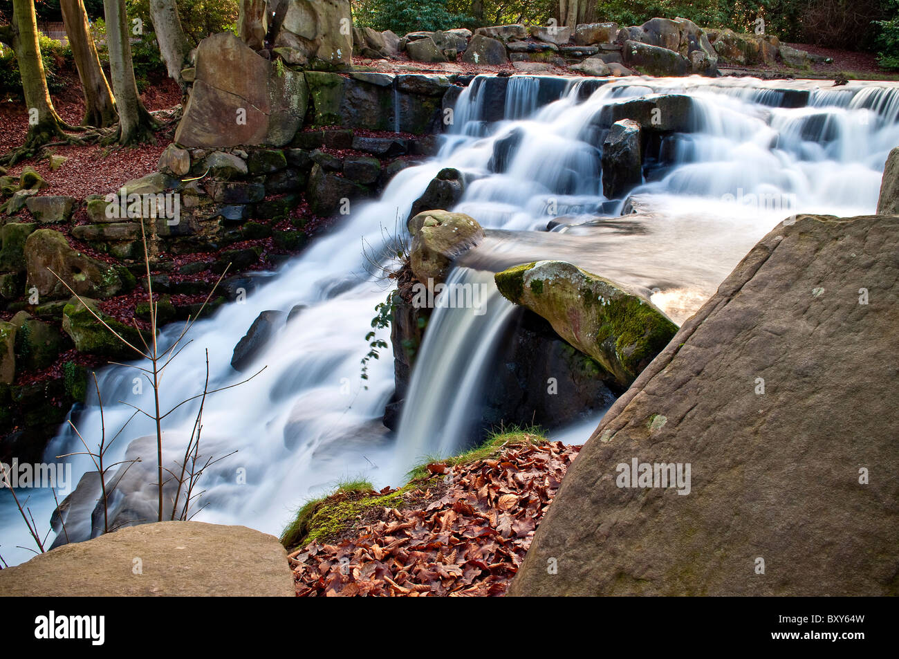 Virginia Water Cascade Waterfall Stock Photo - Alamy