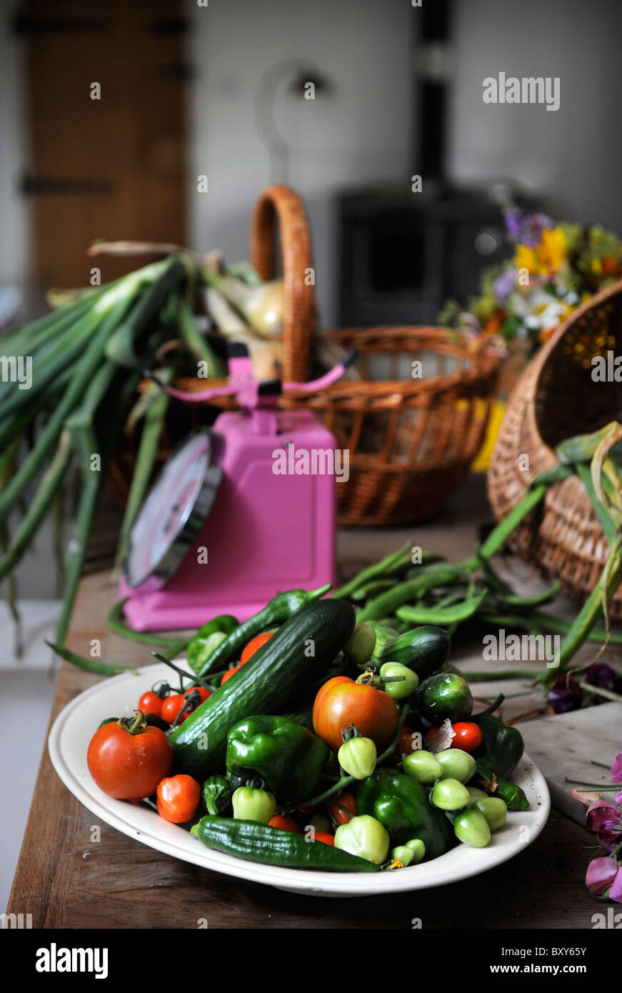 A country kitchen with fresh produce Dorset, UK Stock Photo - Alamy