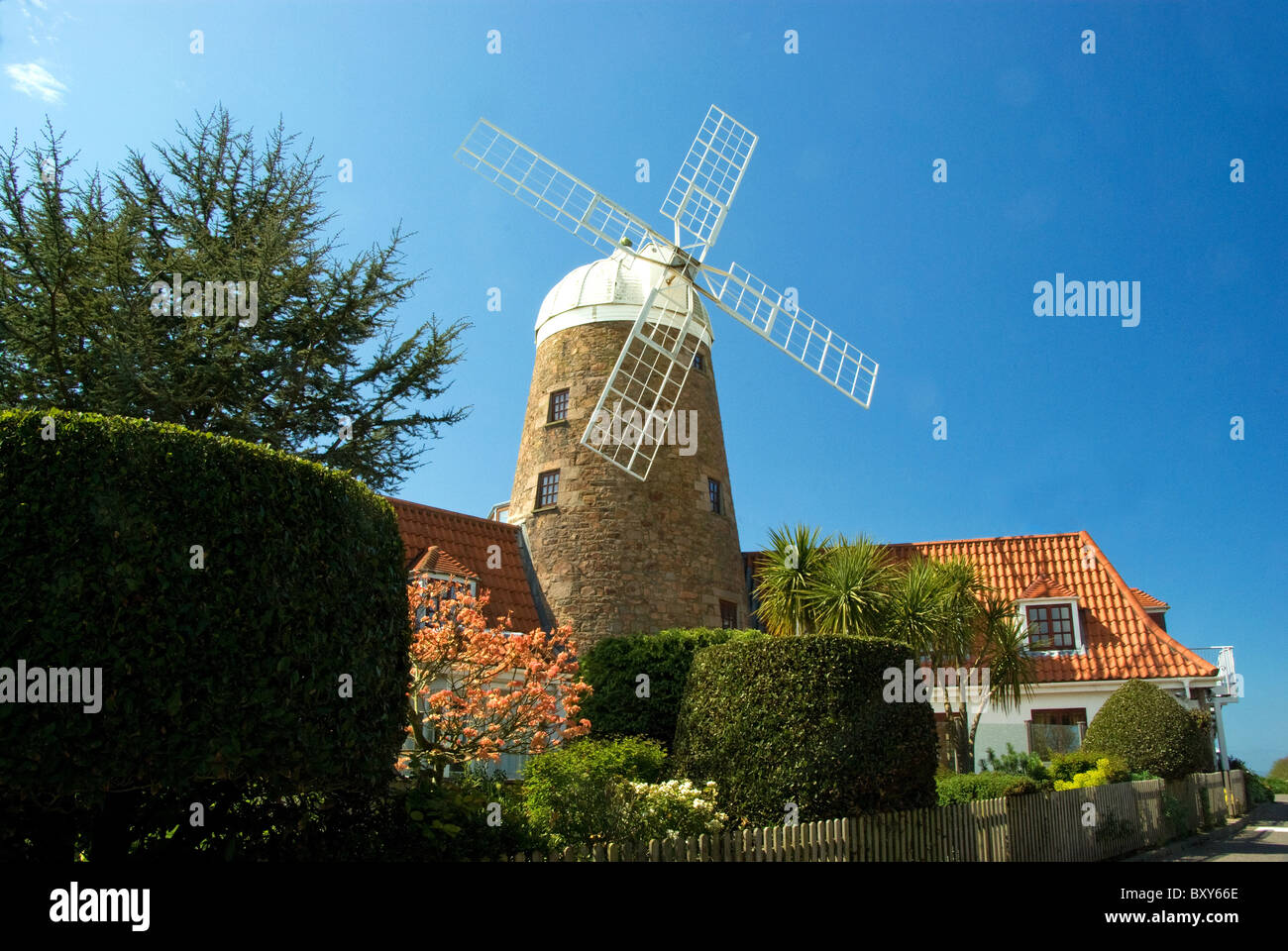 Windmill on the Isle of Jersey, UK Stock Photo - Alamy