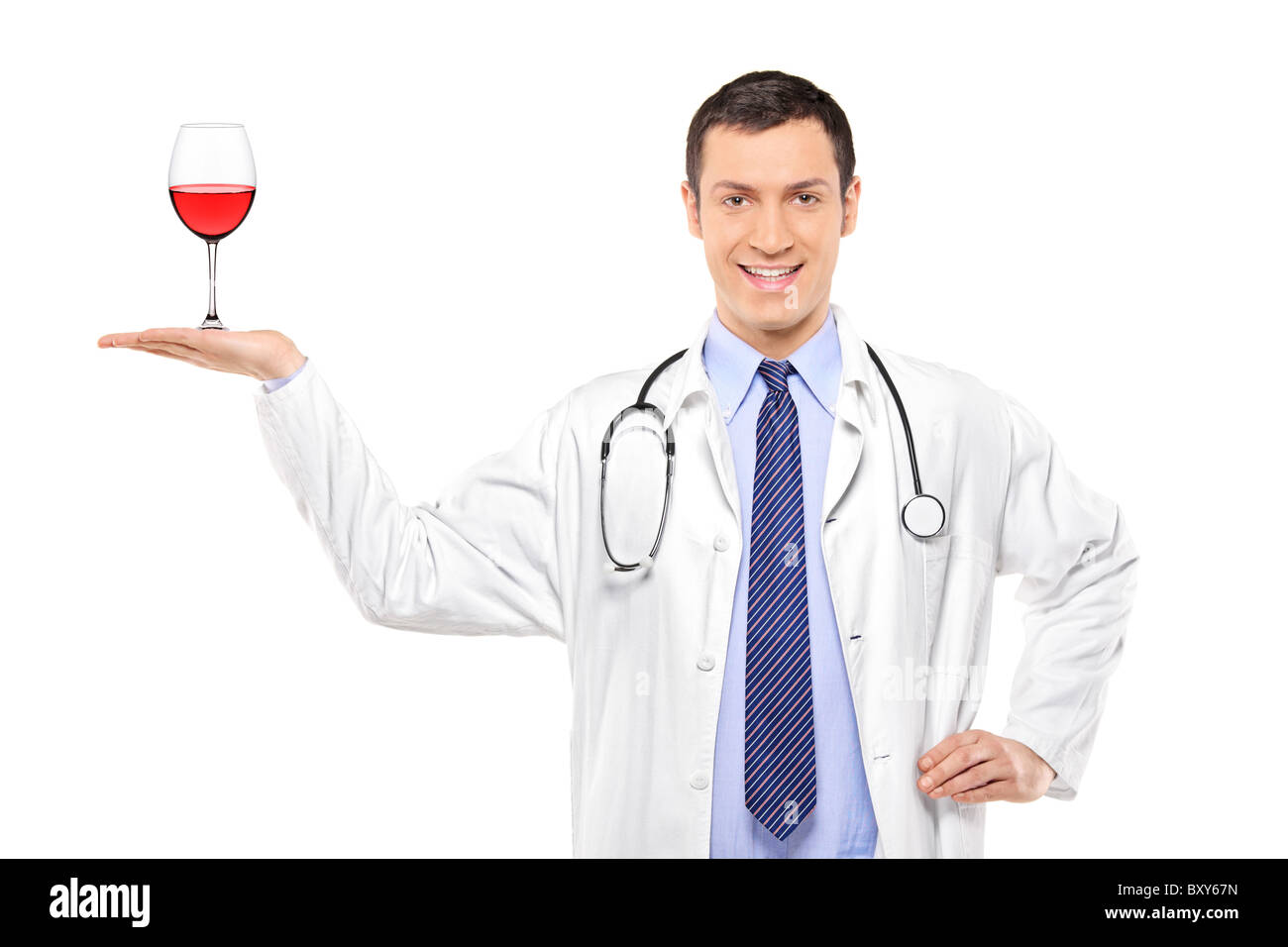 A medical doctor holding a glass of wine Stock Photo - Alamy