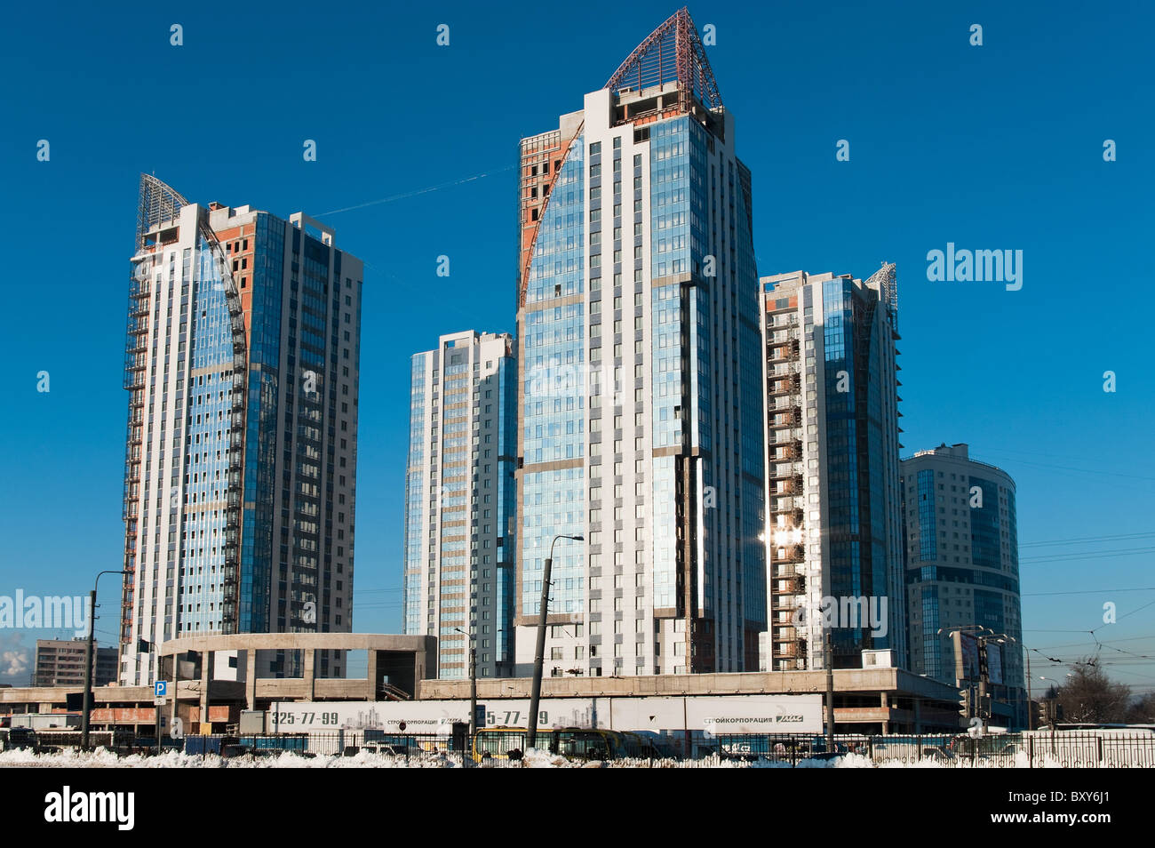 High-rise buildings under contraction in Saint-Petersburg, Russia Stock ...