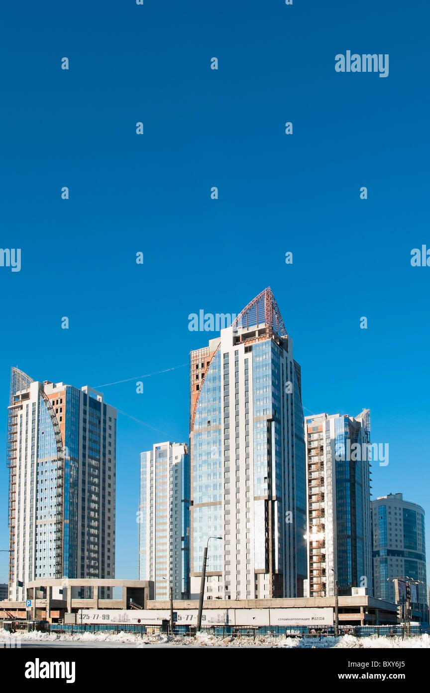 High-rise buildings under contraction in Saint-Petersburg, Russia Stock ...