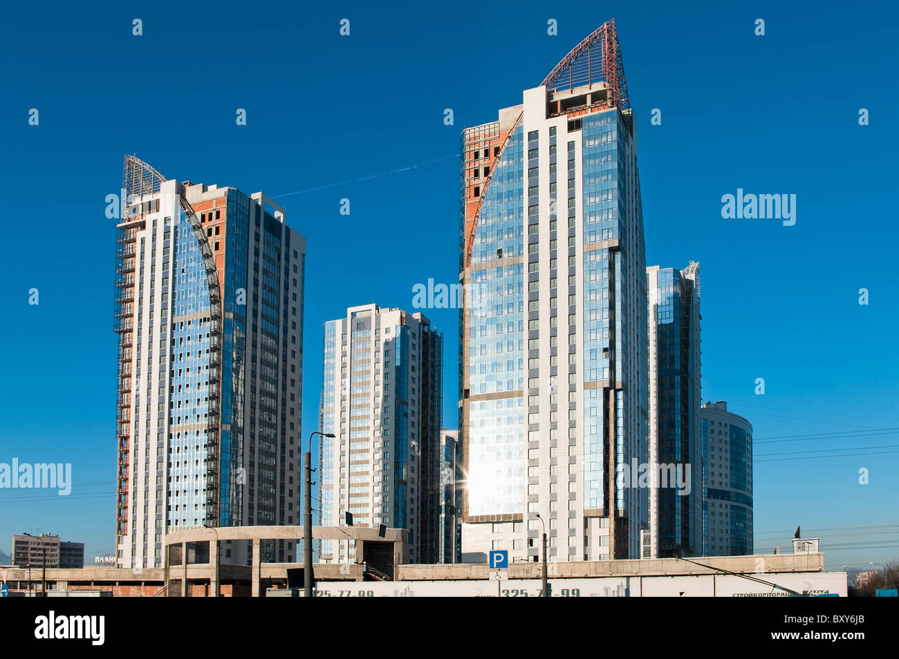 High-rise buildings under contraction in Saint-Petersburg, Russia Stock ...