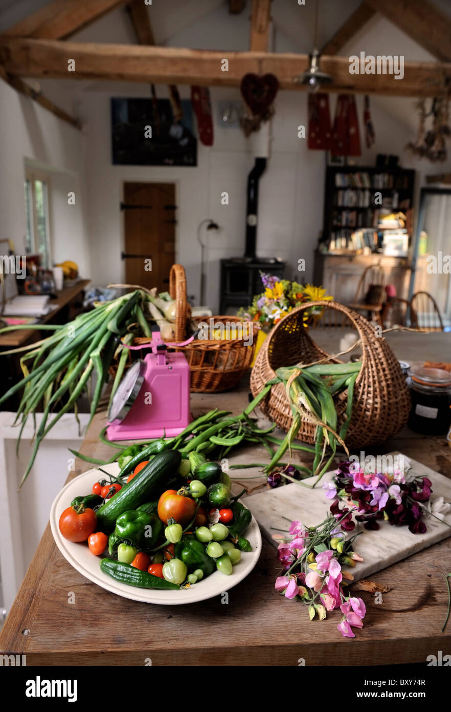A country kitchen with fresh produce Dorset, UK Stock Photo - Alamy