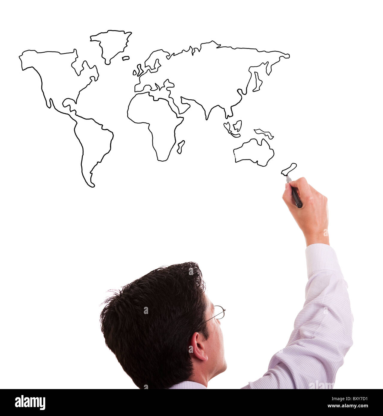 Pencil drawing world map hi-res stock photography and images - Alamy